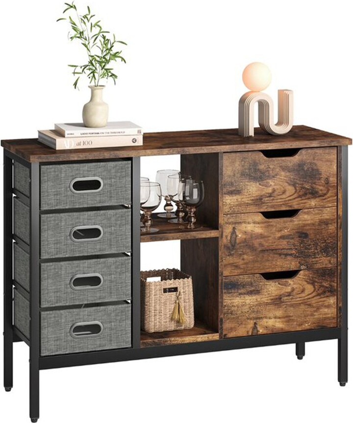 Bestier Sideboard Storage Unit w/ 3 Drawers, 2 Adjustable Shelves, 4 ...