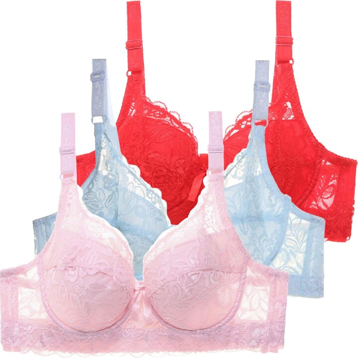 Generic 3 Pack Bras for Women UK Wirefree 2024 Lace Bralettes Bra Easy ...