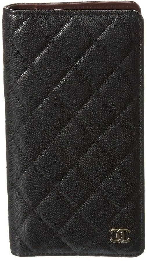 Chanel Black Quilted Leather Travel Notebook Cover & Single Flap Wallet ...