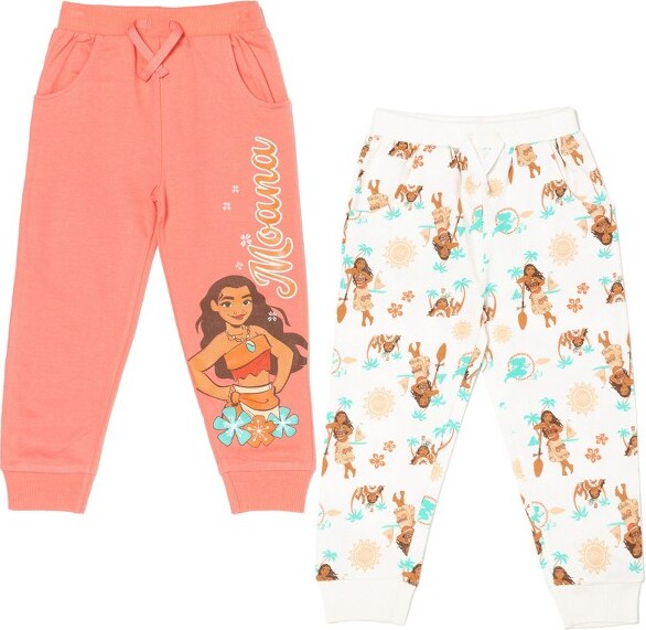 Disney Princess Moana Little Girls Fleece 2 Pack Pants Pink / White ...