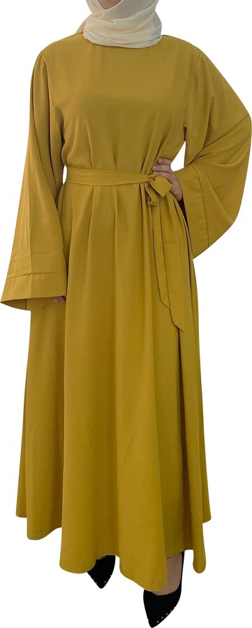 IWEMEK Women Abaya Muslim Dubai Kaftan Dress Solid Plain Full Length ...