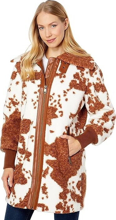 NVLT Cow Print Berber Jacket (Brown) Women's Clothing - ShopStyle