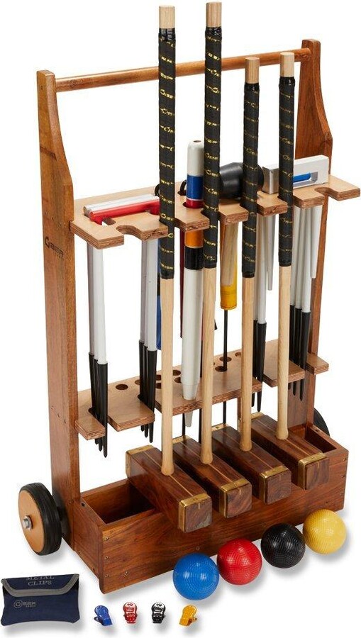 Uber Games Championship Croquet Set - 4 Player, with Wooden Trolley ...