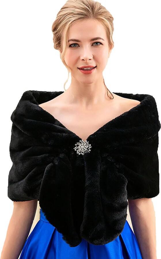 Unicra Women's Wedding Faux Fur Wraps and Shawls Bridal Fur Stoles ...