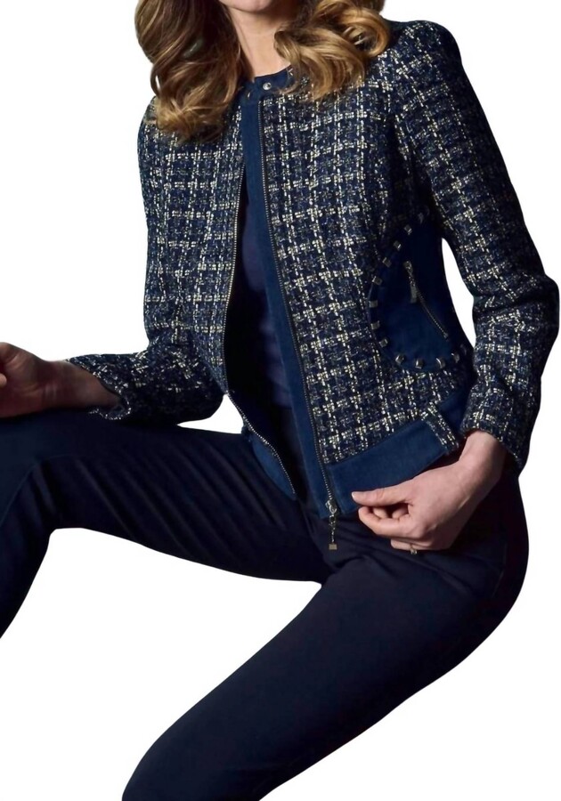 Insight Denim Tweed Jacket In Navy/silver - ShopStyle