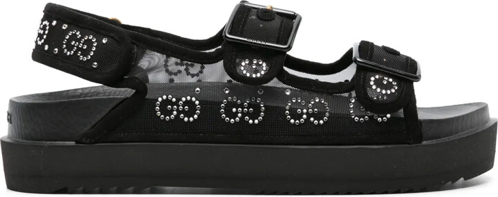 Gucci GG crystal-embellished mesh sandals - ShopStyle