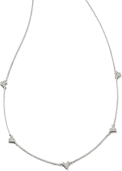 Kendra Scott Three Stone Heart 14k White Gold Strand Necklace in White ...
