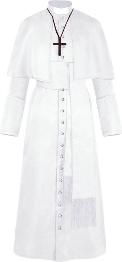 FULKAN Mens Pastor Gown Stand-Collar Long Sleeve Catholic Clergy Pulpit ...