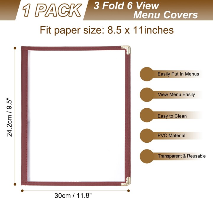 Unique Bargains 8.5x11 Restaurant Menu Covers 3 Fold 6 View Cafe Menus ...