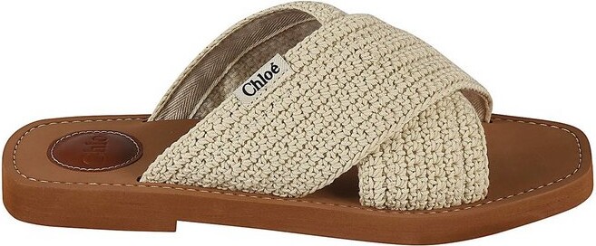 Chloé Woody Crossover-Strap Flat Sliders - ShopStyle Sandals