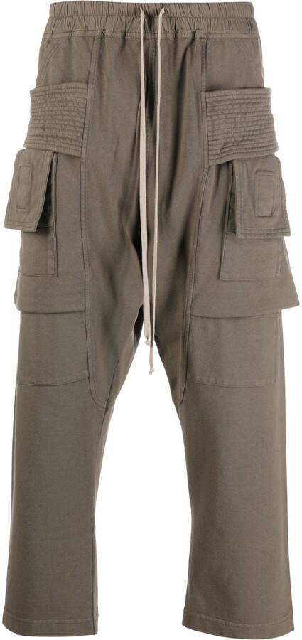Rick Owens Drop-Crotch Cropped Cargo Trousers - ShopStyle Casual Pants