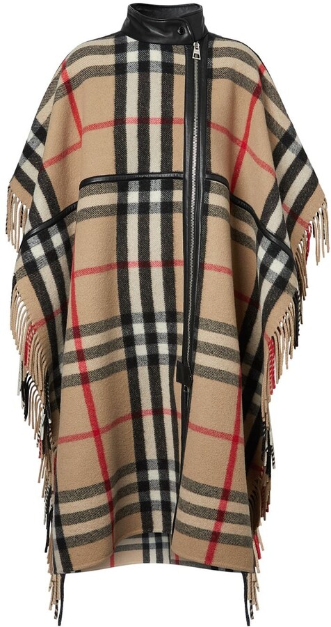 Burberry Check Zip-Front Cape - ShopStyle Sweaters