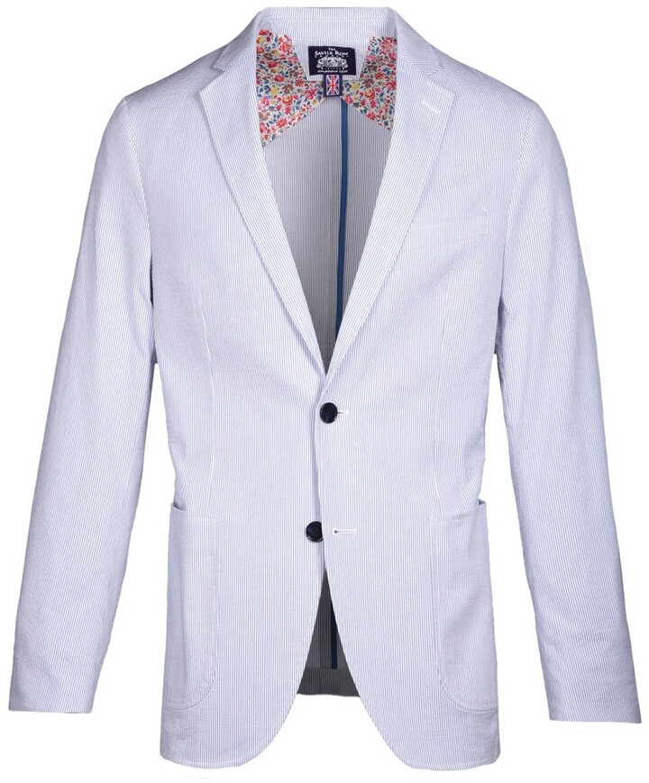 SAVILE ROW CO Seersucker Notch Lapel Slim Fit Blazer - ShopStyle