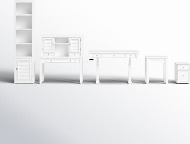 Lark Manor Assiah 6 Piece Solid Wood L-Shaped Computer Desk Office Set ...