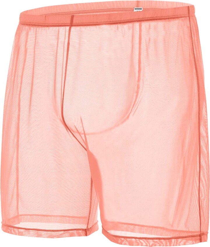 BIATWOWR Sexy Mesh Sheer See-Through Boxers Underwear Mens Boxers Loose ...