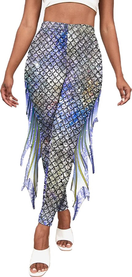 Fldy Women's Fish Scales 3D Printed Mermaid Yoga Pants See Witch ...