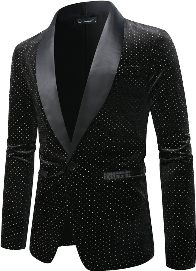 Puramala Men's Sequin Jacket Glitter Print Blazer Carnival Costume ...