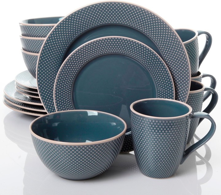 Gibson Elite Lilith 16 Piece Dinnerware Set with Embossed Dots ...