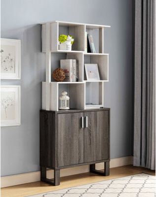 Ebern Designs Multi-Level Display Cabinet, Two Door Storage Cabinet ...