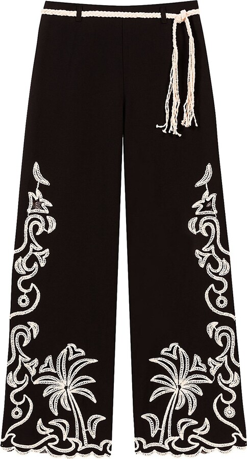 Maje Palm Tree Embroidery Trousers - ShopStyle Pants