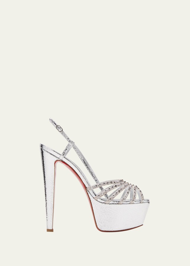 Christian Louboutin Crystal Metallic Red Sole Platform Sandals - ShopStyle