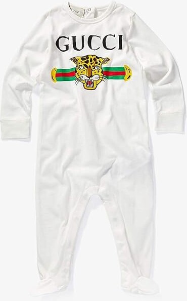 Gucci Children Feline Long Sleeve All-In-One One-Piece (Infant) (White ...