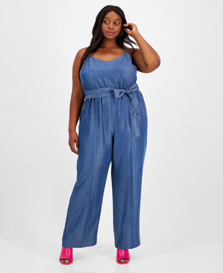 Bar III Plus Size Denim Jumpsuit, Created for Macy's - ShopStyle