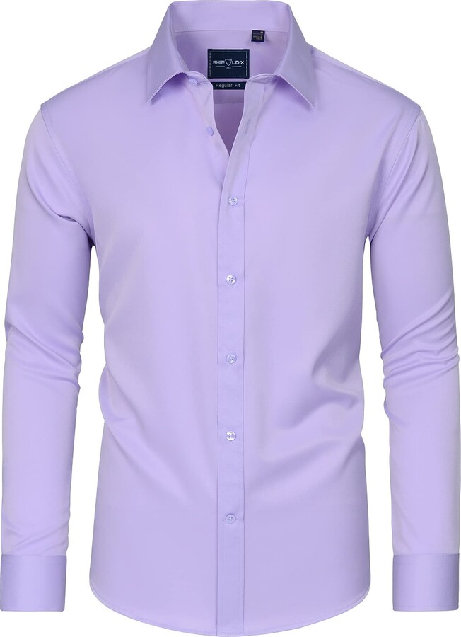 Alimens & Gentle Men's Stain Shield Dress Shirt Solid Stretch Long ...