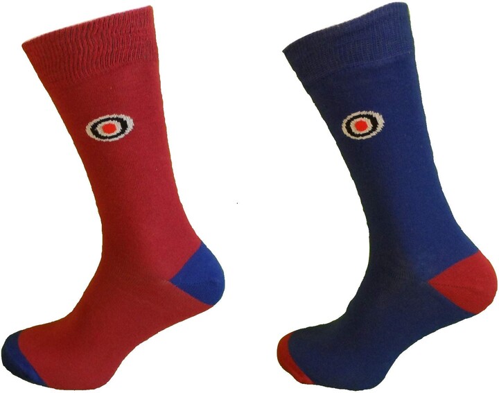 mazeys Mens 2 Pair Pack of Retro Mod Target Socks (7-11 - ShopStyle