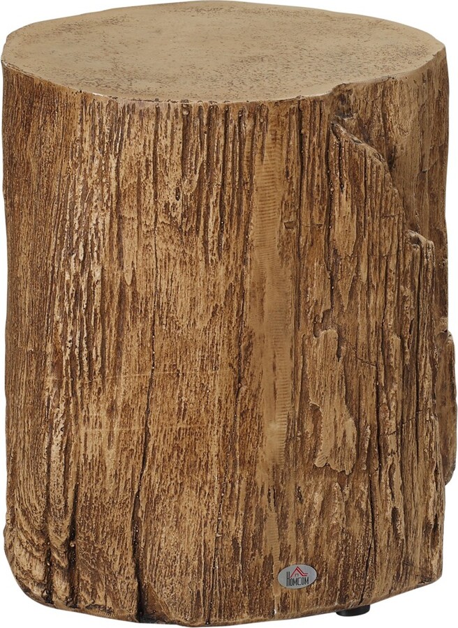 HOMCOM Decorative Side Table with Round Tabletop, Tree Stump Shape ...