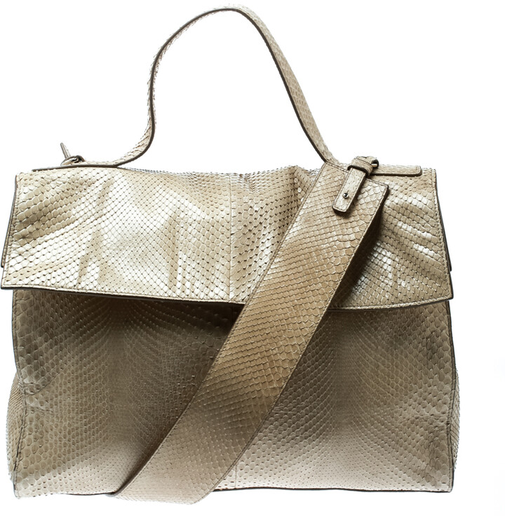 Jil Sander Beige Python Top Handle Bag - ShopStyle