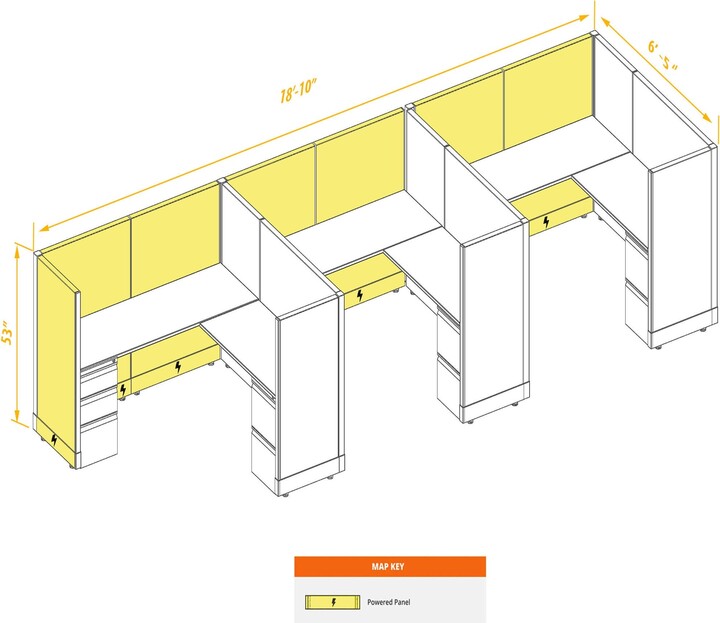 cubicles.com Workstation Desk 53H 3pack Inline Powered Cubicles - ShopStyle