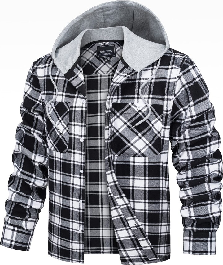 TACVASEN Lumberjack Jacket Shirt Men Casual Checkered Hoodie Jacket ...