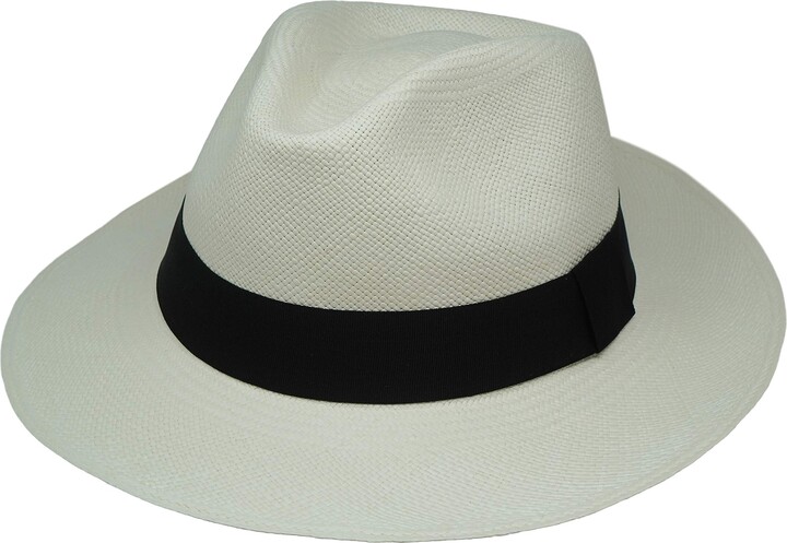Borges & Scott - Teardrop Fedora Panama Hat - Cream with Black Band ...