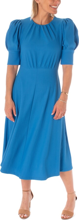 Maison Tara Women's Puff-Sleeve Ottoman Knit Midi Dress - ShopStyle