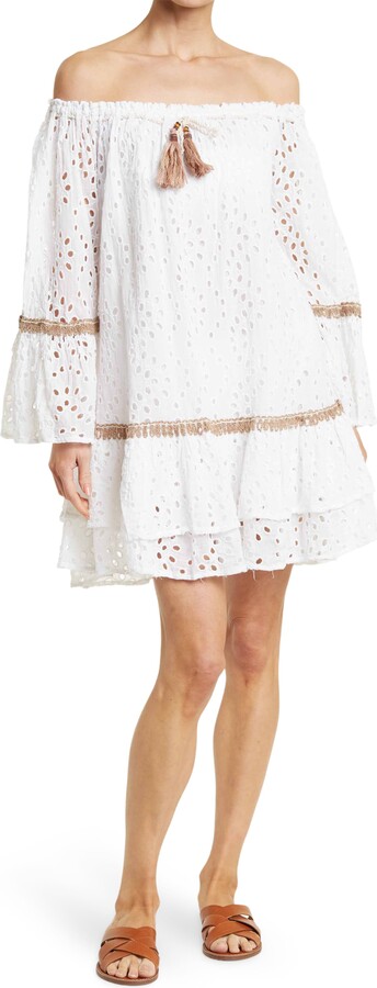 RANEES Off-The-Shoulder Tiered Eyelet Cover-Up Dress - ShopStyle