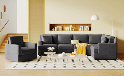 Angel Queen Sofa Set With Sectional Modular Sofa And Swivel Accent ...