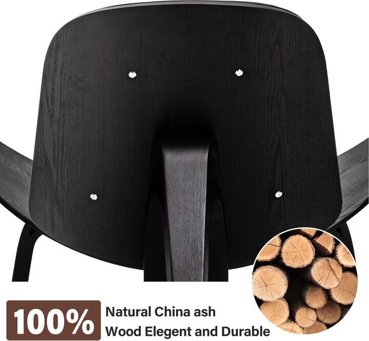 Furgle Mid-Century Style Shell Chair Upholstered Leather Lounge Chair ...