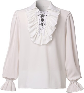 GRACEART Mens Pirate Shirt Ruffle Colonial Shirt Renaissance Poet ...
