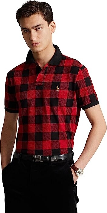 Polo Ralph Lauren Custom Slim Fit Mesh Buffalo Check Polo Shirt ...