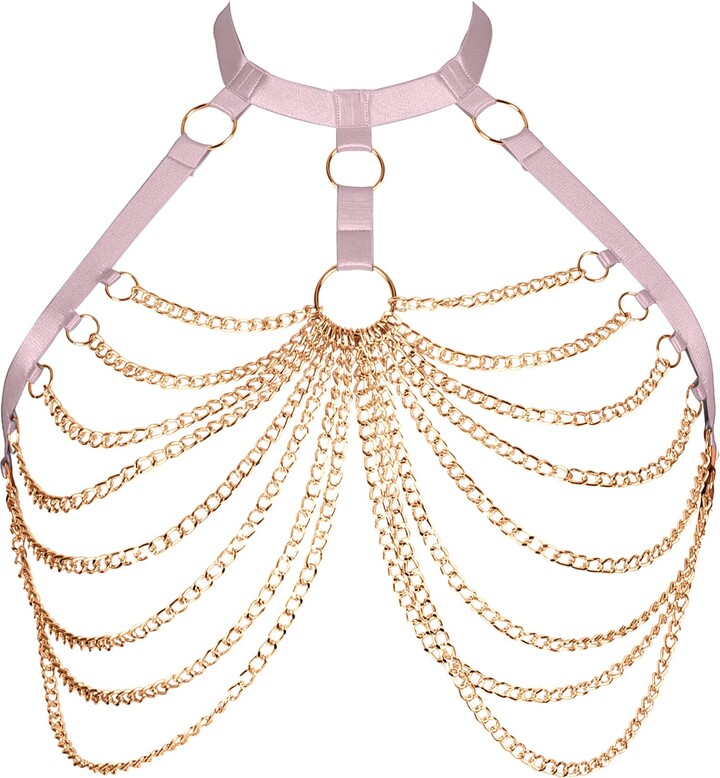 BANSSGOTH Plus Size Bra Chain Cupless Women's Body Harness Cupless ...