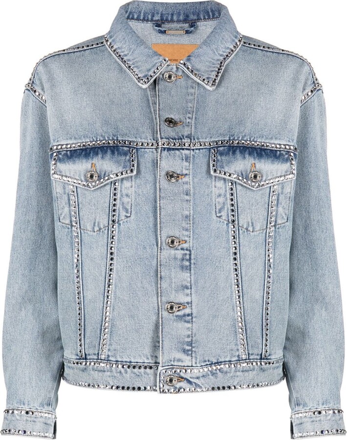 Alexandre Vauthier Blue Crystal Embellished Denim Jacket - ShopStyle