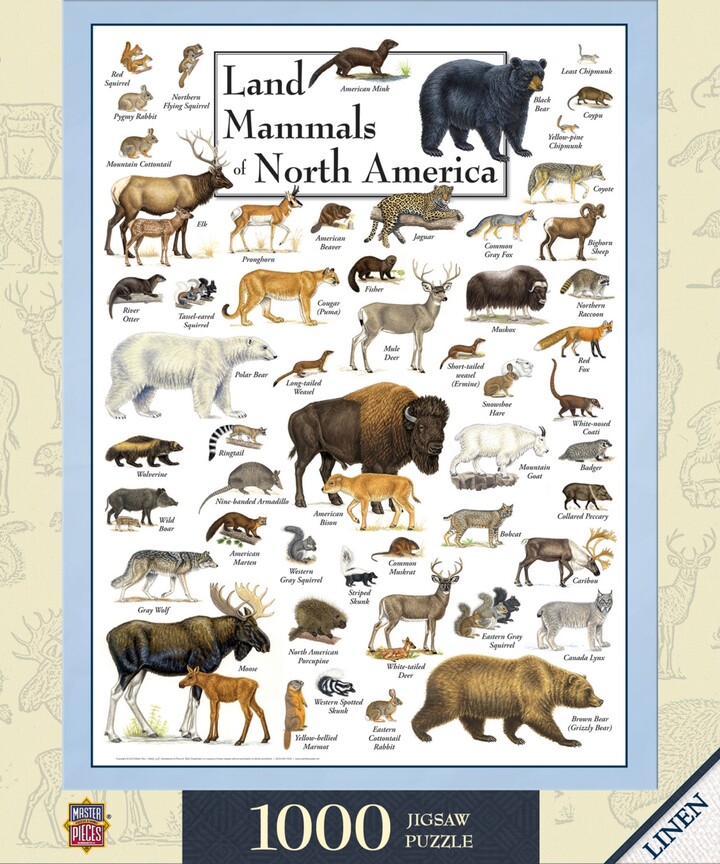 Masterpieces Land Mammals of North America 1000 Piece Jigsaw Puzzle ...