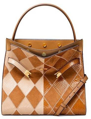 Tory Burch Lee Radziwill Argyle Colorblock Snakeskin & Suede Satchel - ShopStyle