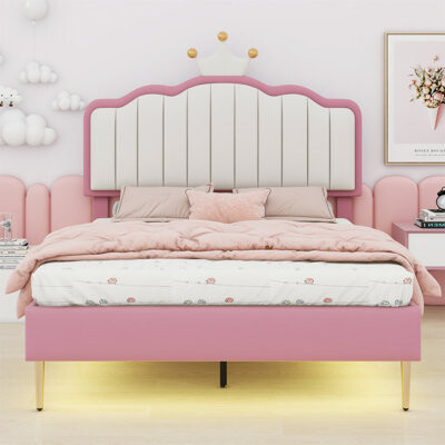 House of Hampton Upholstered Princess Bed With Crown Headboard ...