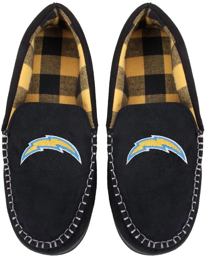 Men's FOCO Los Angeles Chargers Team Logo Flannel Moccasin Slippers ...
