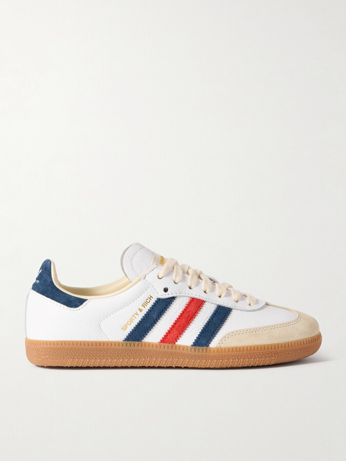 adidas + Sporty & Rich Olympic Samba Og Satin And Suede-trimmed Leather ...