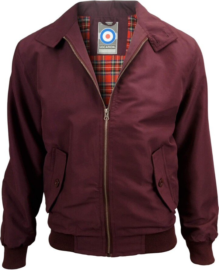 Location Tartan Lining Harrington Jacket (Burgundy - ShopStyle