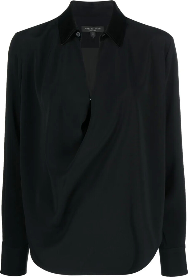 Rag & Bone Philippa draped satin blouse - ShopStyle