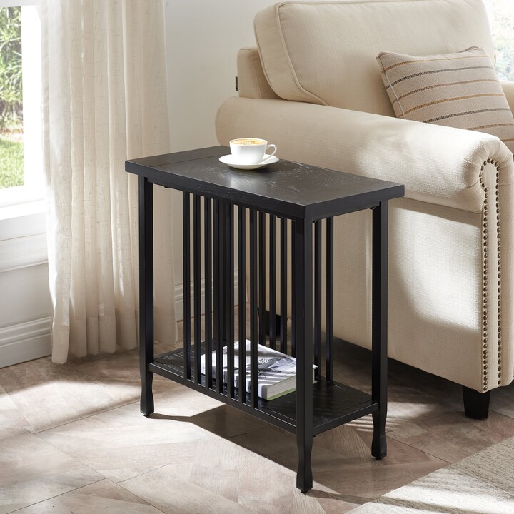 Carbon Loft Peter Matte Black Slatted Narrow Chairside Table - ShopStyle